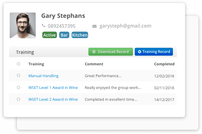 Employee Training Cards - Bizimply