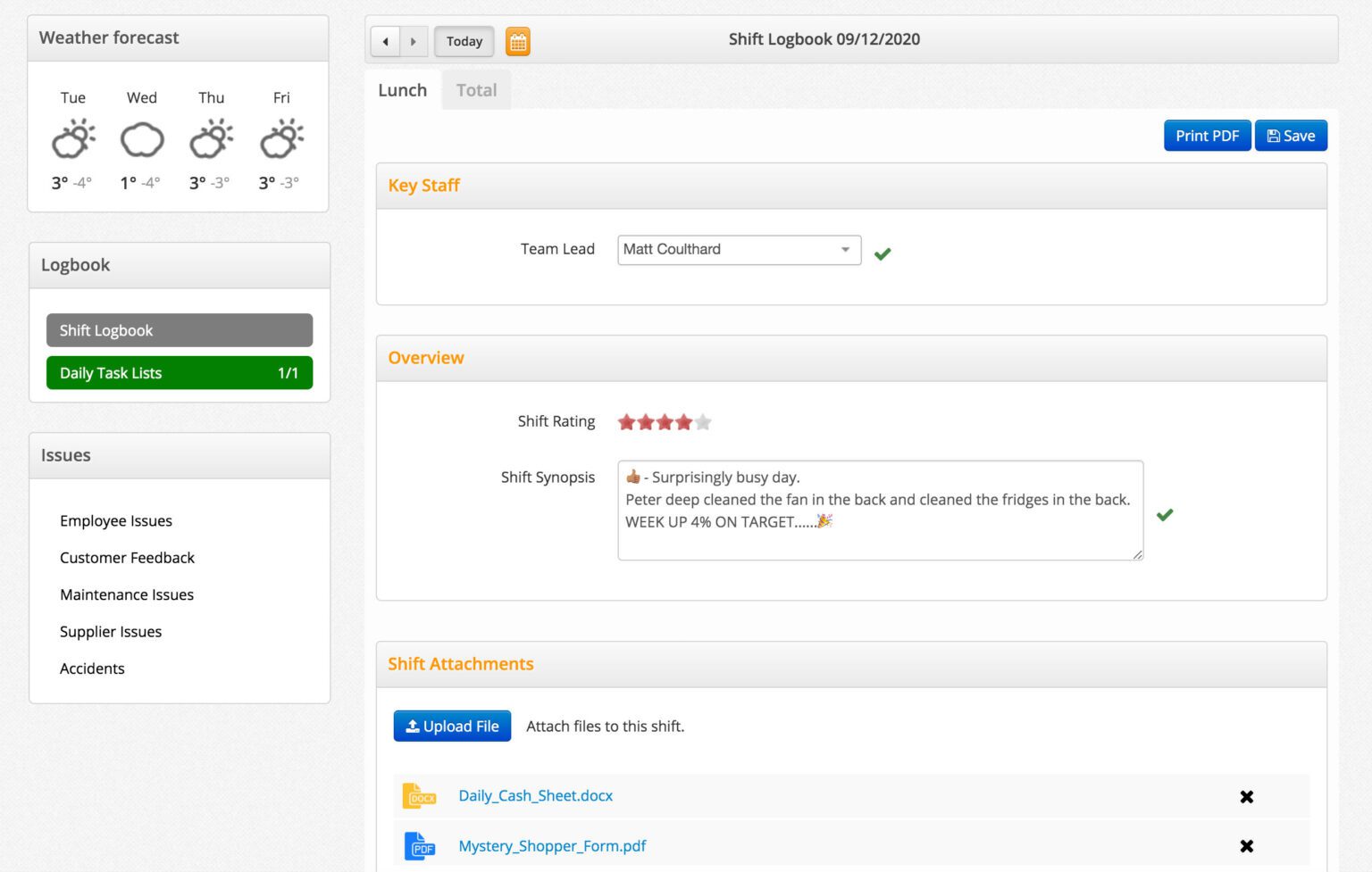 Manager Log Book - Bizimply